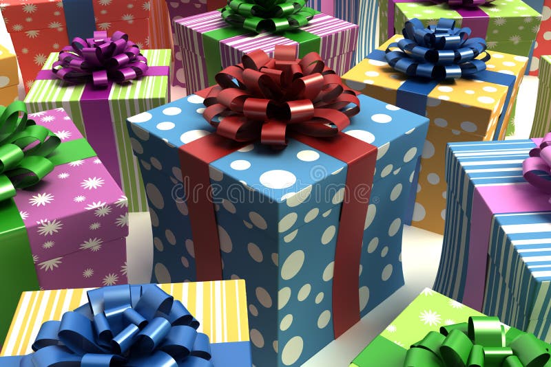Colorful Cartoon Gift Boxes Stock Illustration - Illustration of party ...