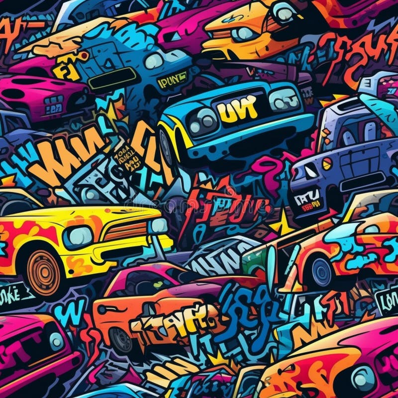 Colorful cartoon graffiti stock illustration. Illustration of bright ...