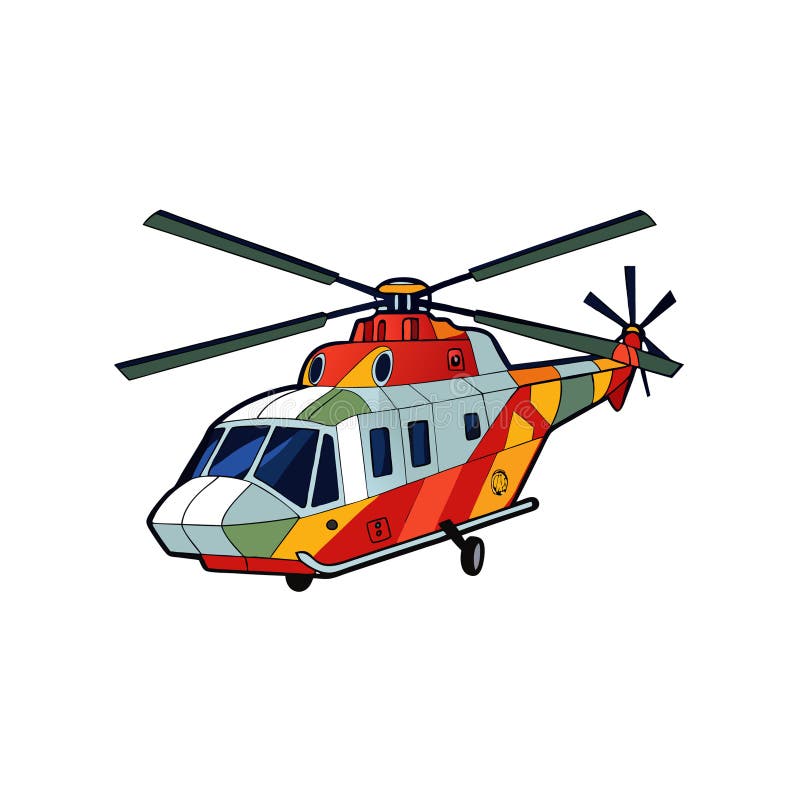 Colorful Cartoon Helicopter Isolated Illustration on White Background ...