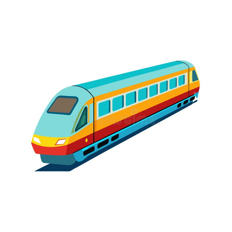 Colorful Cartoon High Speed Train Vector Illustration Isolated Stock ...