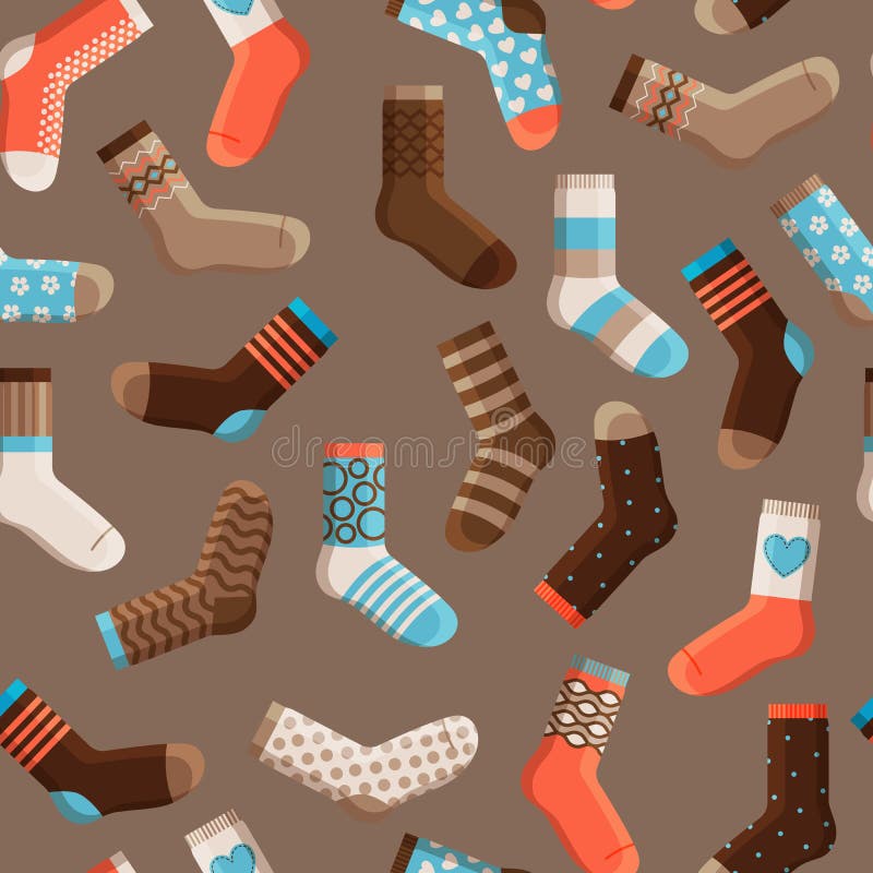 Colorful Cartoon Kids Socks Seamless Pattern Stock Vector ...
