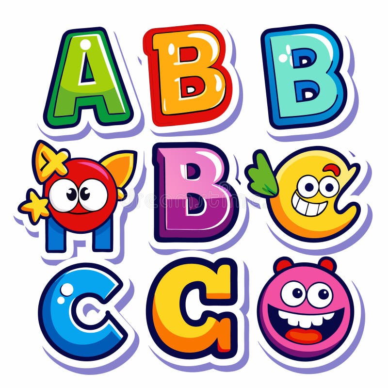 Colorful Cartoon Letters with Funny Character Stock Vector ...
