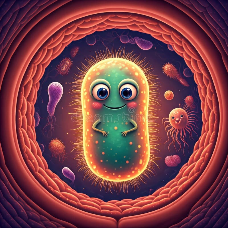 Colorful Cartoon Microbes: Adorable Characters in a Microscopic World ...