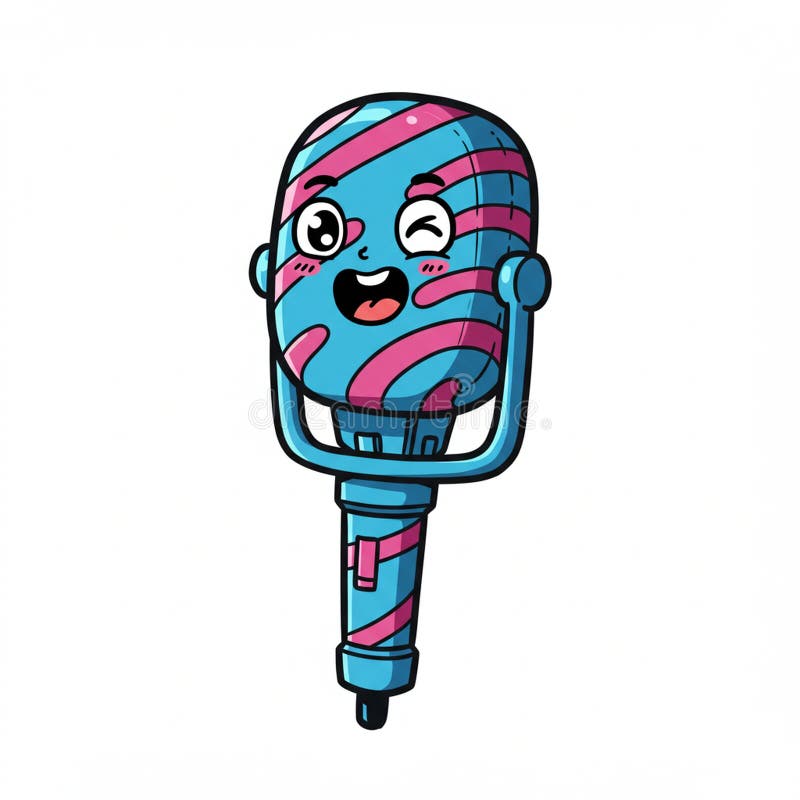 Colorful Cartoon Cupcake with Three Layers of Frosting in Pink, Blue ...