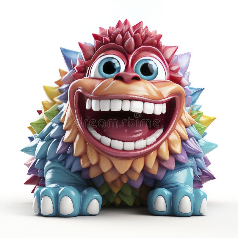 Colorful Cartoon Monster Laughing with Joy. Stock Illustration ...