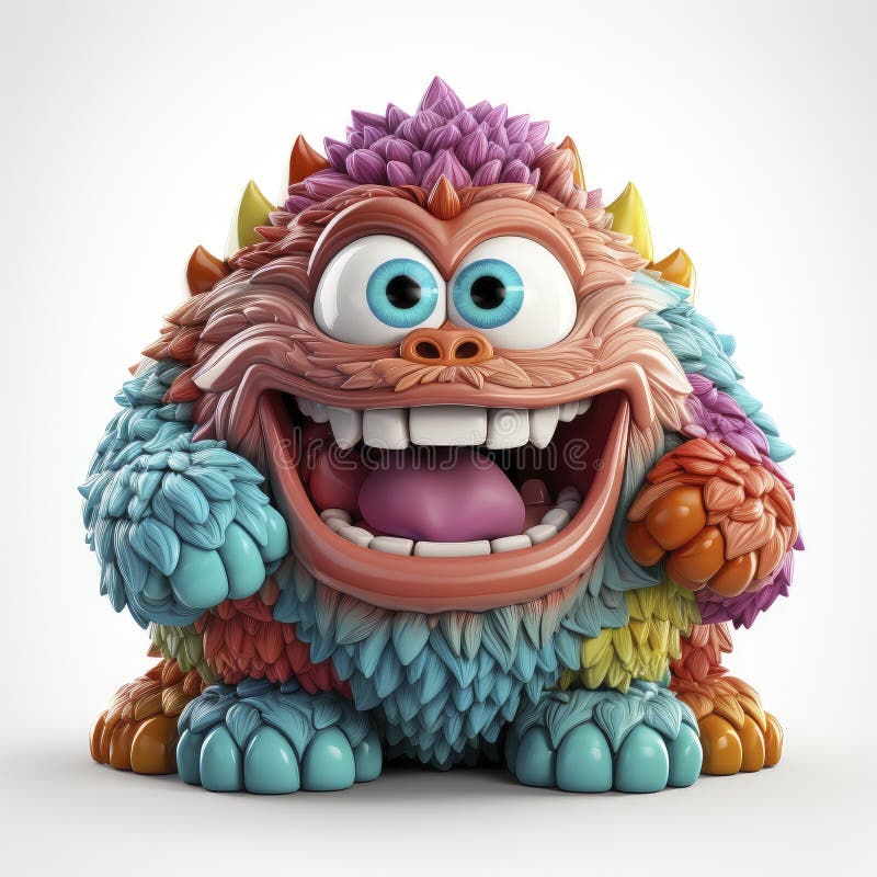 Colorful Cartoon Monster Laughing with Joy. Stock Photo - Image of ...