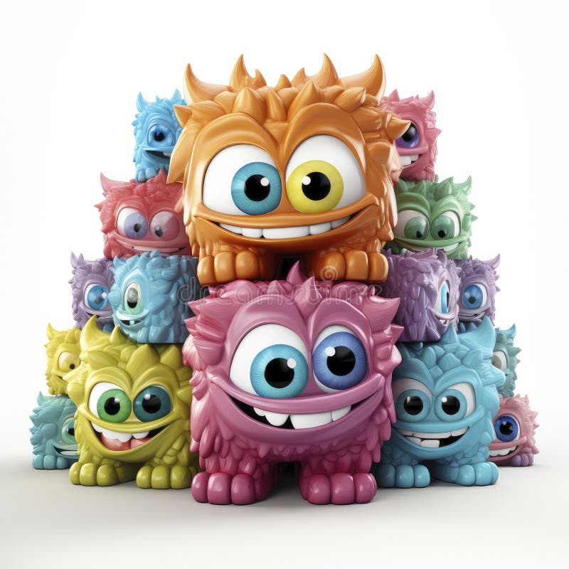 Colorful Cartoon Monster Laughing with Joy. Stock Photo - Image of ...