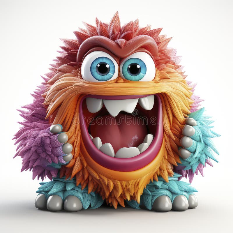 Colorful Cartoon Monster Laughing with Joy. Stock Illustration ...