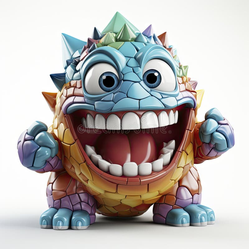 Colorful Cartoon Monster Laughing with Joy. Stock Photo - Image of ...