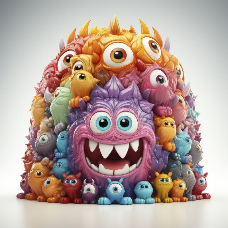 Colorful Cartoon Monster Laughing with Joy. Stock Illustration ...