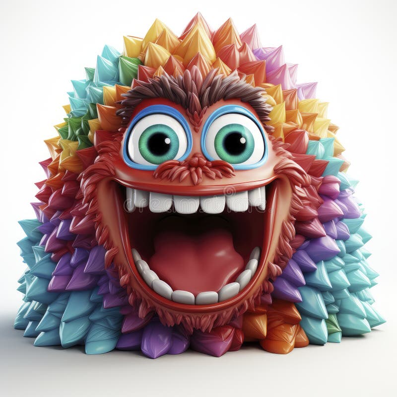 Colorful Cartoon Monster Laughing with Joy. Stock Illustration ...