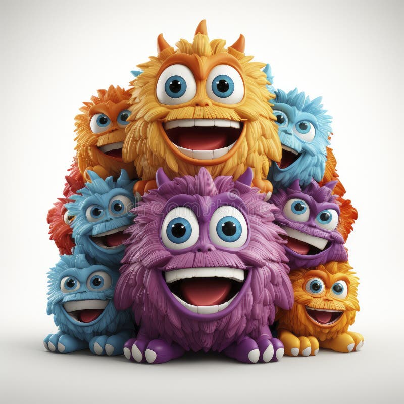 Colorful Cartoon Monster Laughing with Joy. Stock Photo - Image of ...