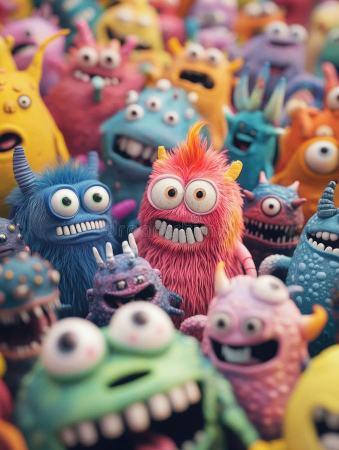 Colorful Cartoon Monsters stock photo. Image of colors - 366351656