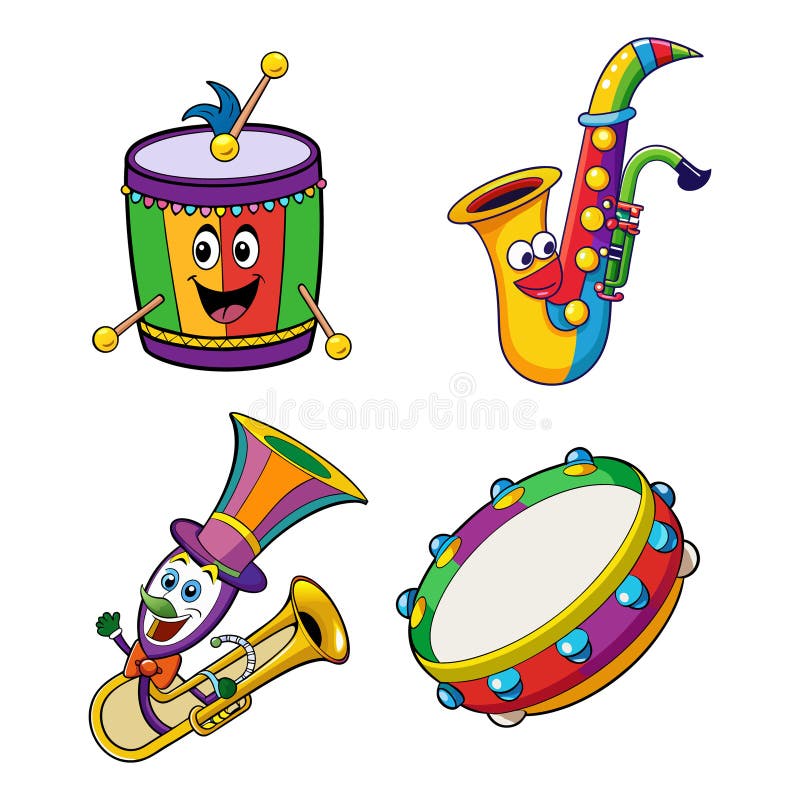 Colorful Cartoon Musical Instruments for Kids Stock Vector ...