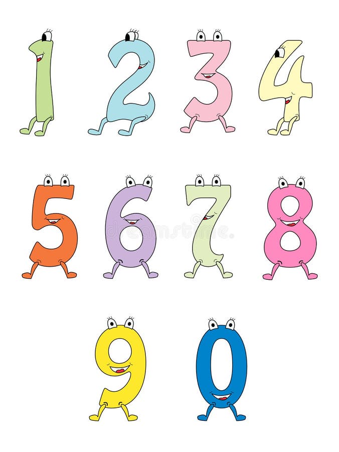 Colorful cartoon numbers stock vector. Illustration of school - 17722148