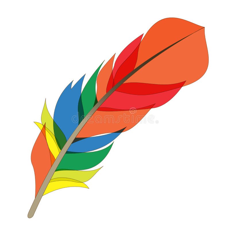 Colorful Cartoon Painted Birds of Feather on White Back Stock Vector ...