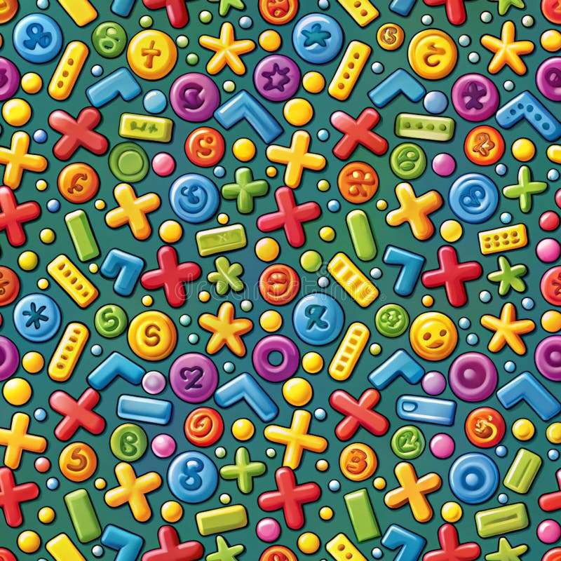 Colorful Cartoon Pattern with Various Shapes and Symbols Stock ...