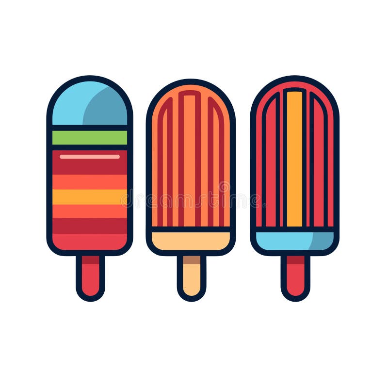 Colorful Cartoon Popsicle Trio with Different Designs Stock ...