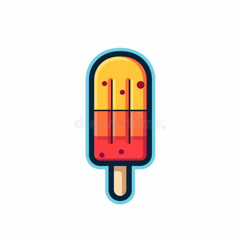 Colorful Cartoon Popsicle with Yellow and Red Stripes Stock ...