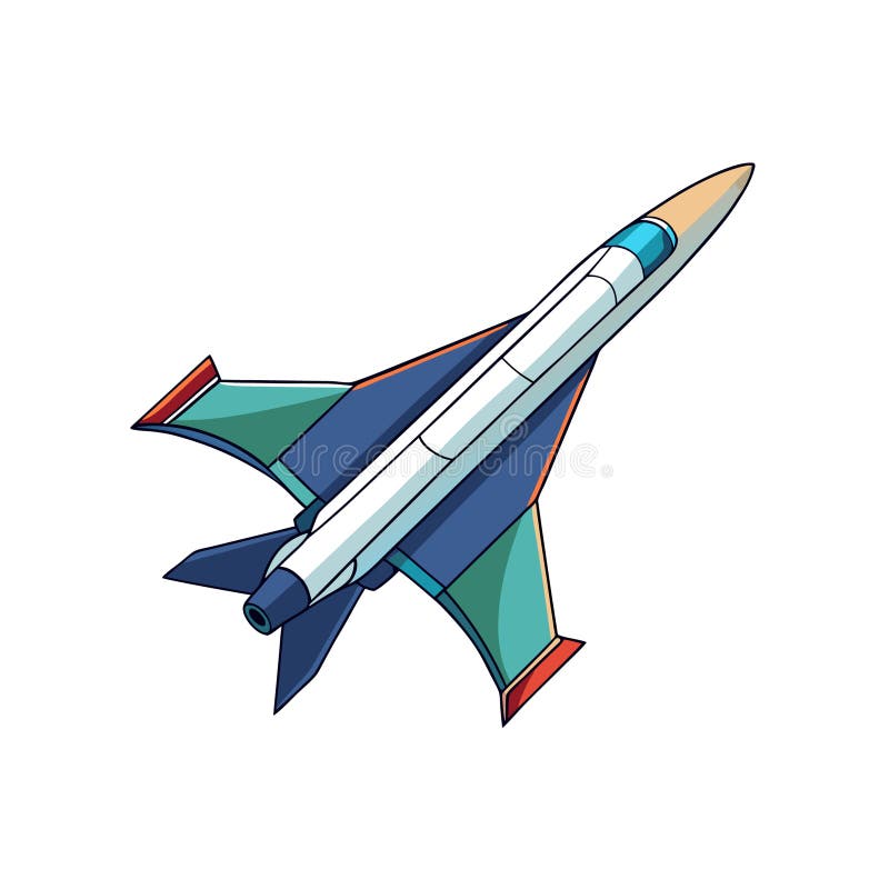 Colorful Cartoon Rocket Ship Illustration on White Background Stock ...