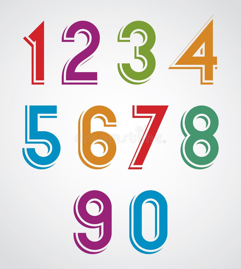 Colorful Cartoon Rounded Numbers with White Outline Stock Vector ...