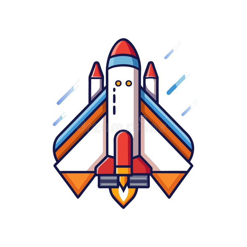 Colorful Cartoon Spaceship Rocket Launching into Space Stock ...
