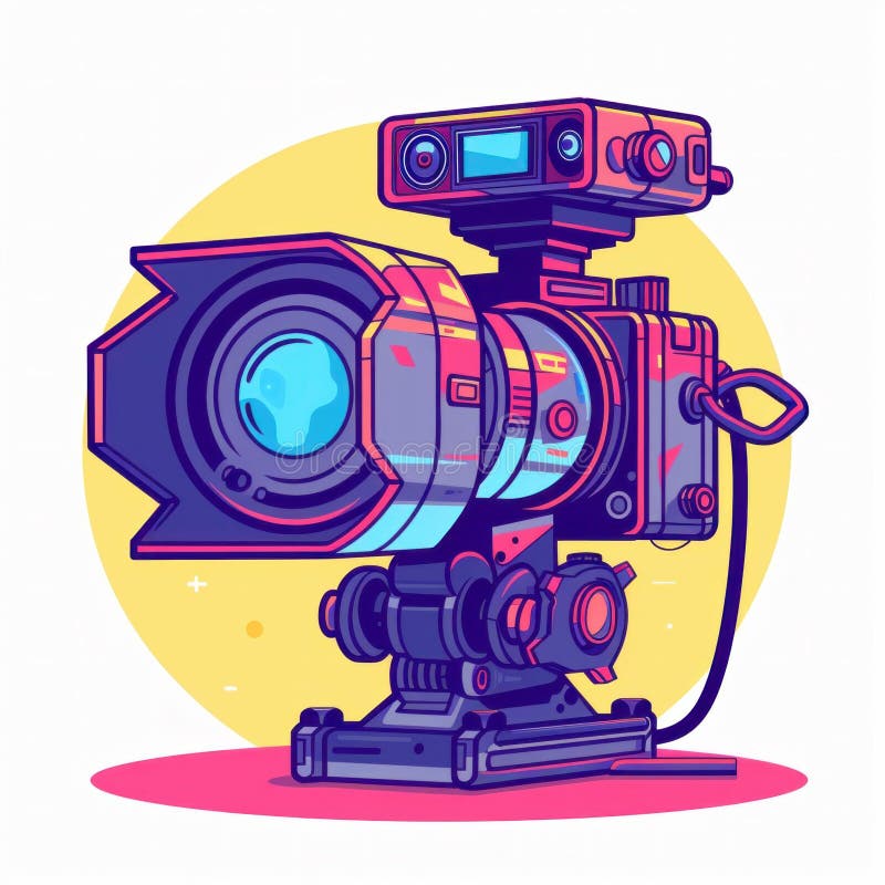 Colorful Cartoon Style Camera Illustration. Generative Ai Stock ...