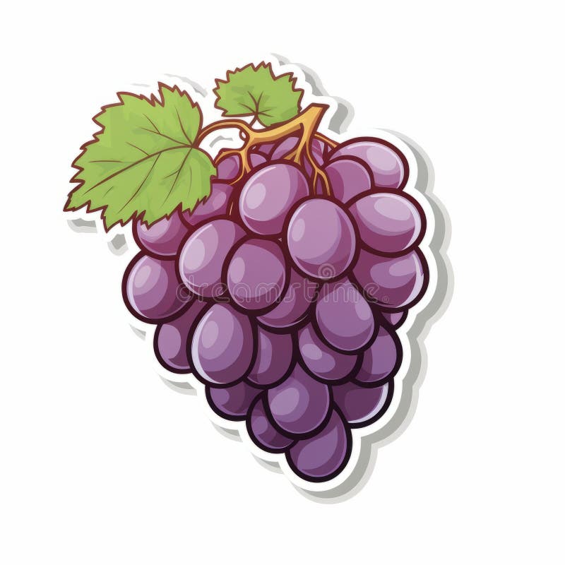 Colorful Cartoon Style Ripe Grape Sticker for Creative Projects Stock ...