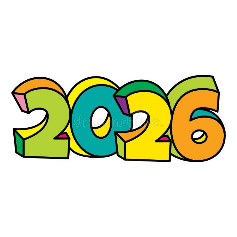 Colorful Cartoon 2026 Text Logo Design Vector Stock Vector ...