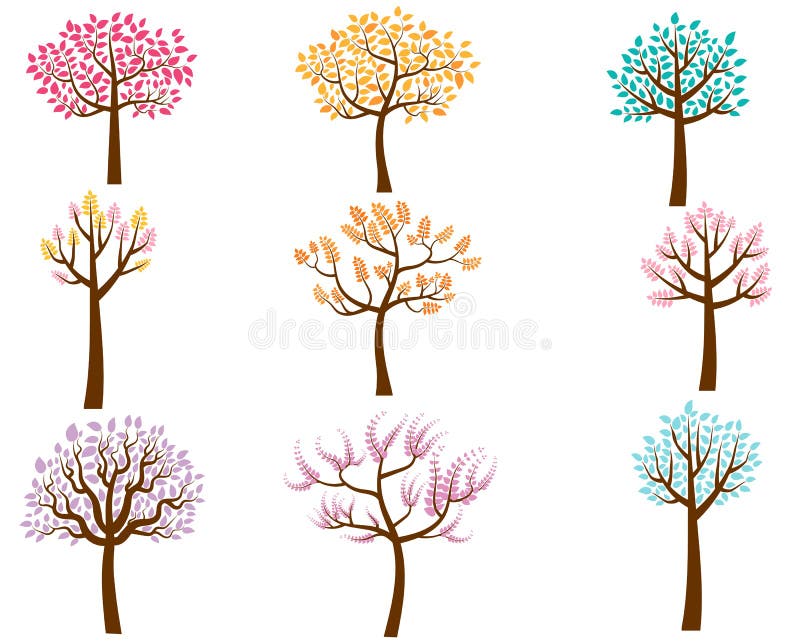 Colorful Cartoon Trees stock vector. Illustration of branches - 78318566