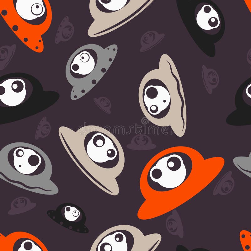 Colorful Cartoon UFO Seamless Pattern. Vector Stock Illustration ...