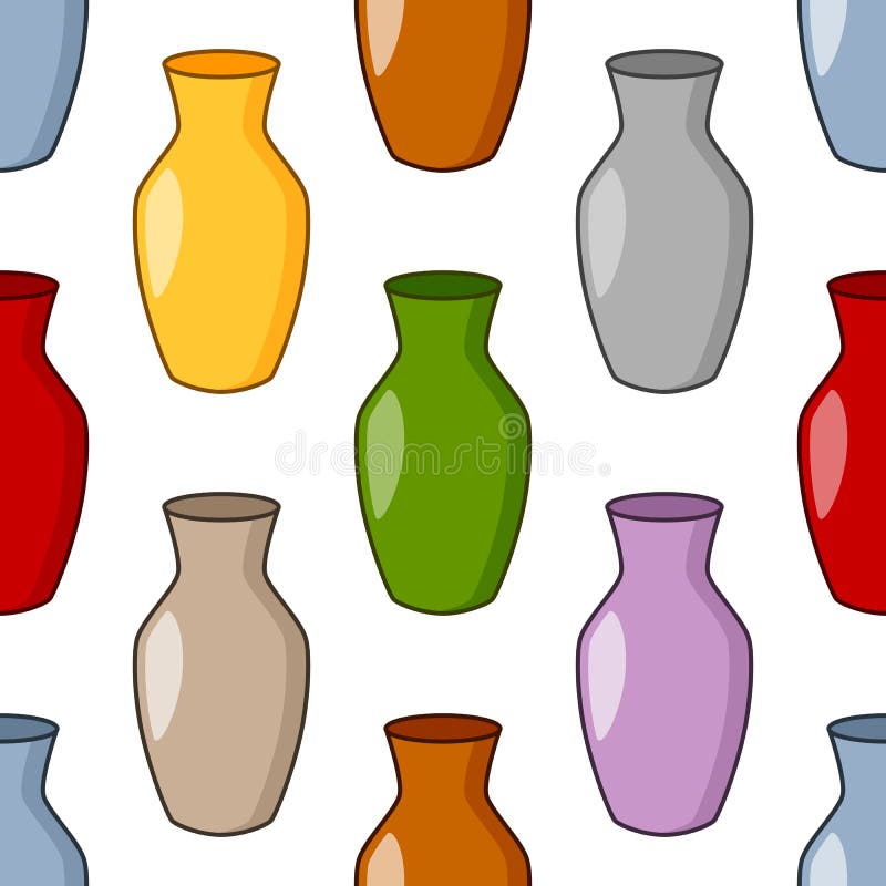 Colorful Cartoon Vase Seamless Pattern Stock Vector - Illustration of ...