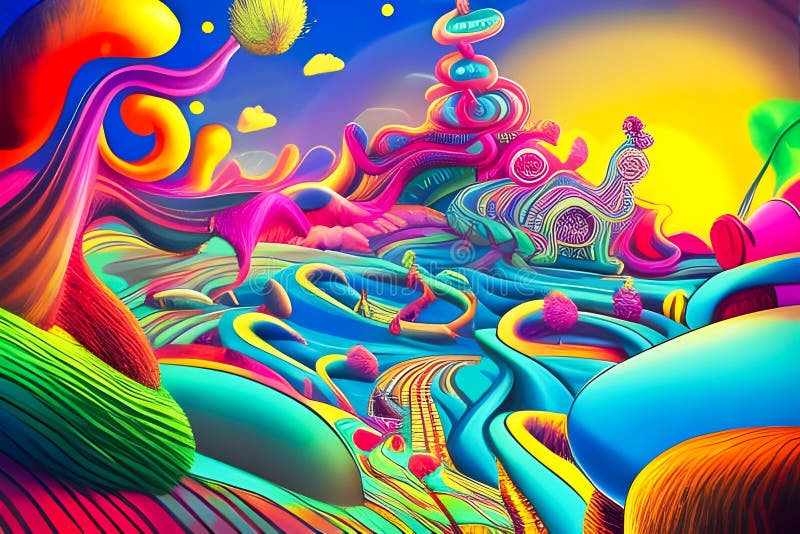 Colorful , cartoon world stock illustration. Illustration of storybook ...