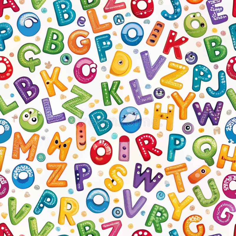 Colorful, Cartoonish Alphabet Pattern Stock Image - Image of cheerful ...