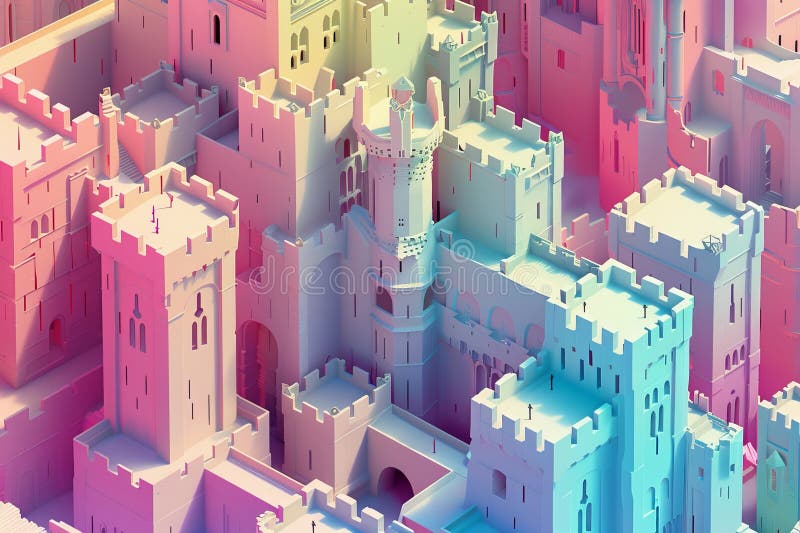 A Colorful Castle Made of Blocks is Shown in the Image with Generative ...