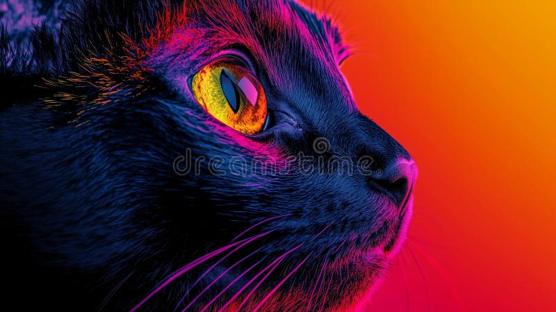 Colorful Cat Eye Profile with Vivid Background Stock Illustration ...