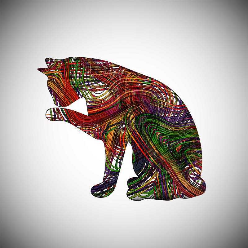 Colorful Cat Made by Lines, Vector Illustration Stock Vector ...