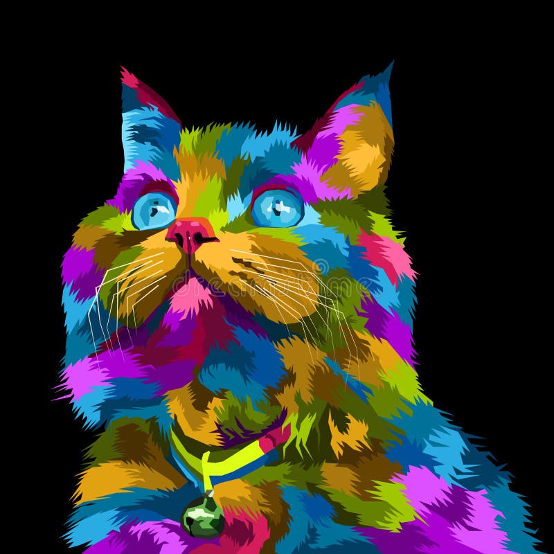 Colorful Cat Pop Art Portrait Isolated Premium Vector Stock Vector ...