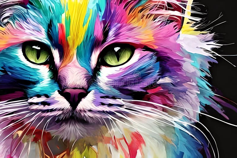 Colorful cat stock illustration. Illustration of hair - 270640467
