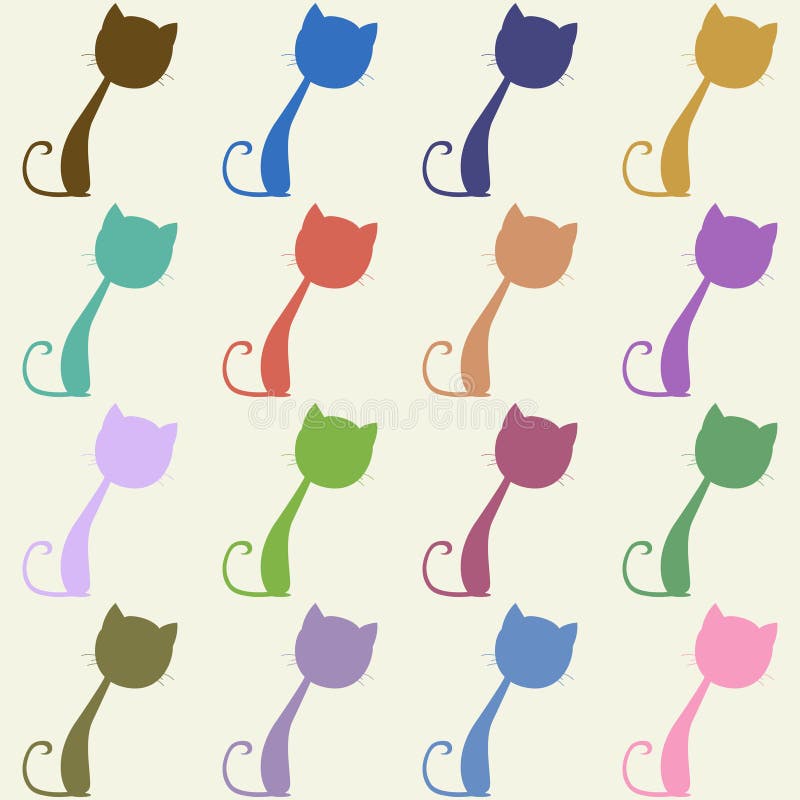 Colorful Cats, Seamless Pattern Stock Vector - Illustration of cats ...