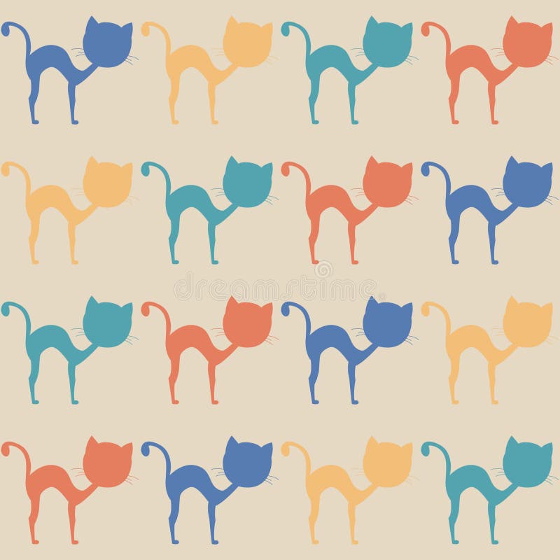 Colorful Cats, Seamless Pattern Stock Vector - Illustration of pattern ...