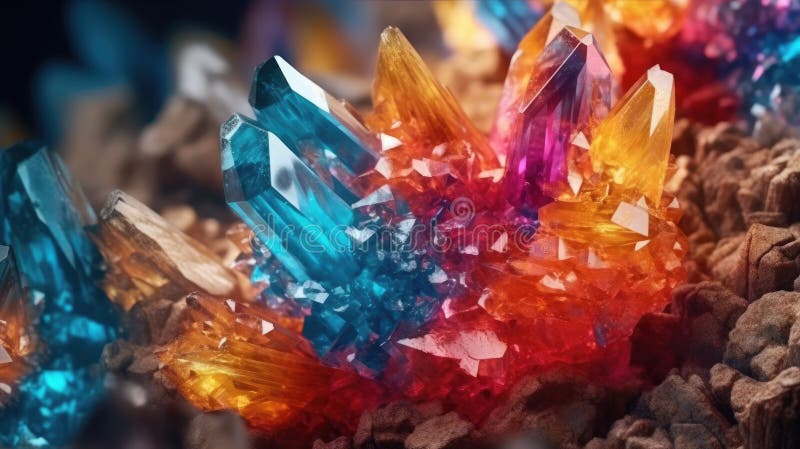 Colorful Cave Crystals Mystic Gemstone. Generative AI Stock Image ...