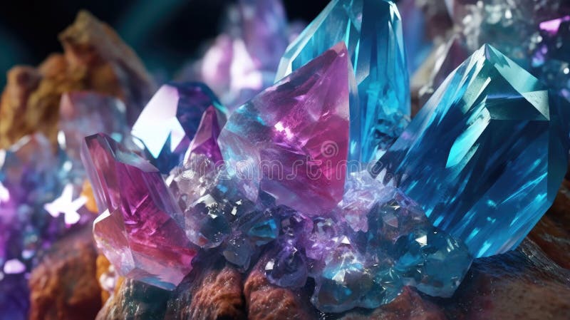 Colorful Cave Crystals Mystic Gemstone. Generative AI Stock Photo ...