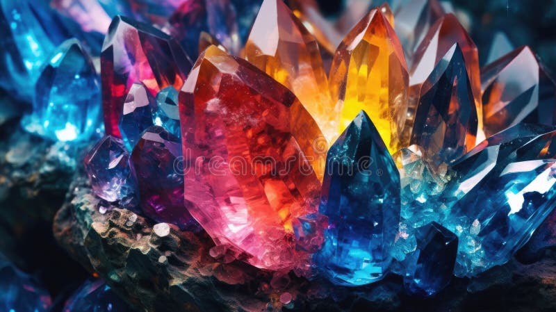 Colorful Cave Crystals Mystic Gemstone. Generative AI Stock Image ...