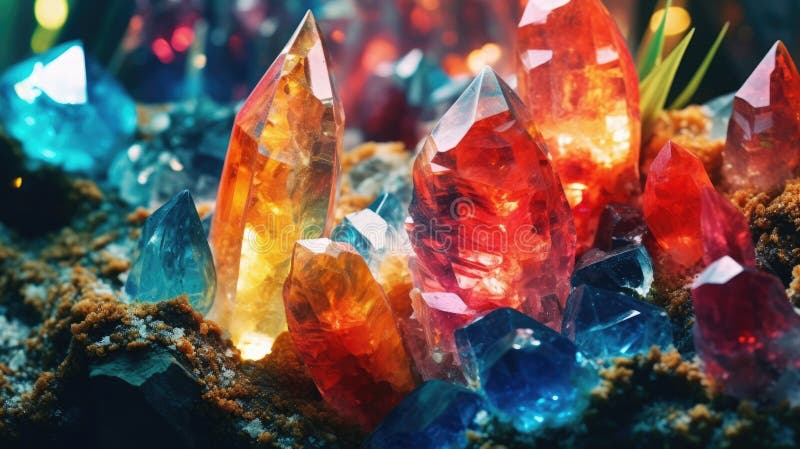 Colorful Cave Crystals Mystic Gemstone. Generative AI Stock Image ...