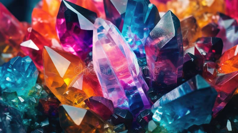 Colorful Cave Crystals Mystic Gemstone. Generative AI Stock ...