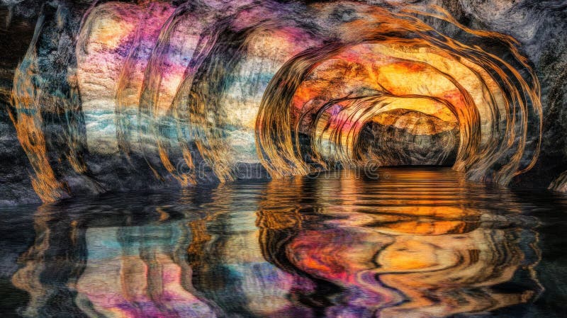 Colorful Cave Reflection, an Image Was Created with Artificial ...
