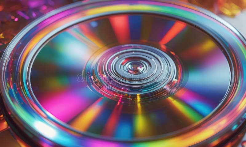 A Colorful CD is Shown Up Close, with a Rainbow of Colors on Its ...