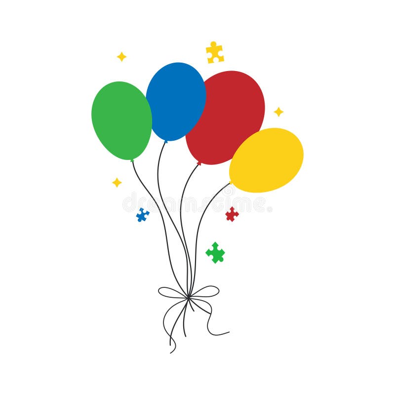 Colorful Celebration Balloons with Puzzle Pieces for Autism Awareness ...