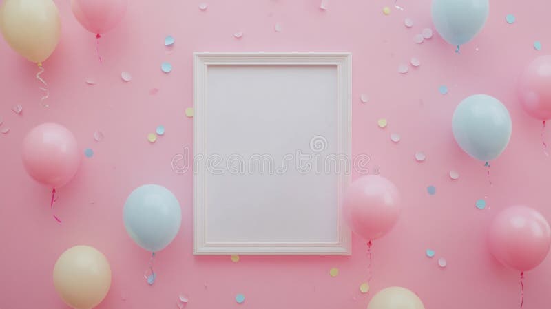 Colorful Celebration Scene with Balloons and a Blank Frame Stock ...